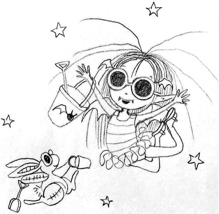 Isadora Moon and Pink Rabbit with bucket and spade sketch – Harriet ...